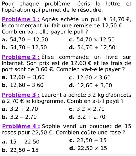 Problèmes et calculs exercices de maths en 6ème en pdf Artofit