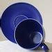 Large Hoganas Keramik Mug With Saucer Swedish Vintage Blue Etsy