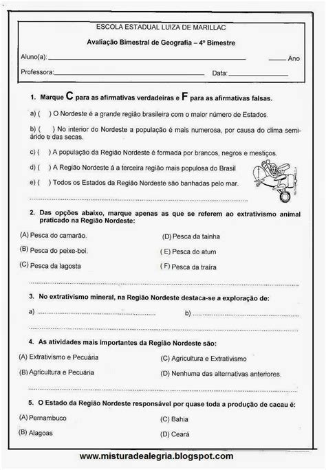 Educa X Prova De Geografia 5 Ano