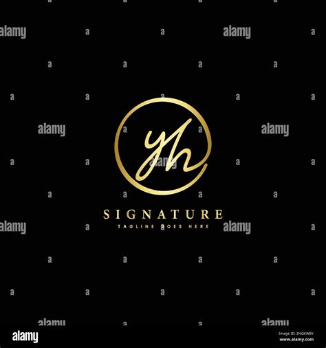 y h yh initial letter handwritten and signature vector logo business template in round shape