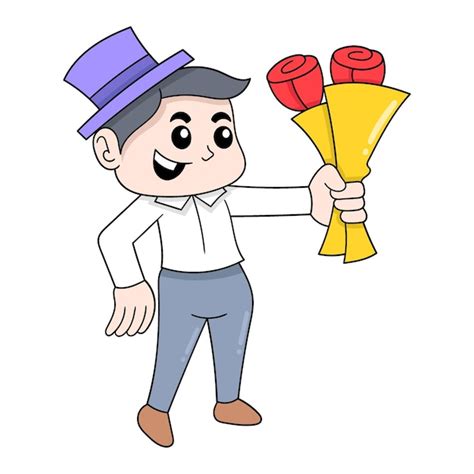 Garoto está romanticamente trazendo rosas vermelhas para seu parceiro