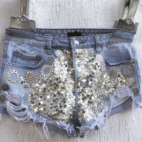Low Rise Denim Cutoff Light Wash Jean Shorts Embroidery Etsy
