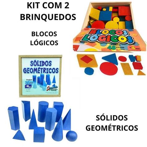 Kit Solidos Geometricos E Blocos Logicos Zaramela Brinquedos De