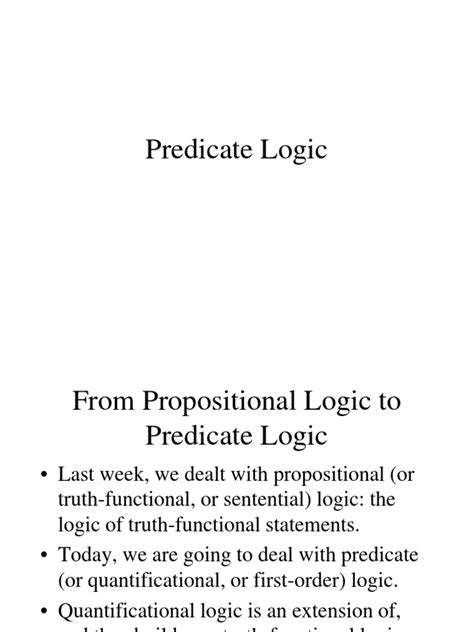 predicate logic pdf first order logic logical truth