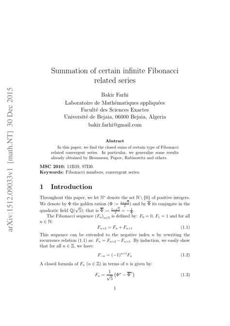 pdf summation of certain infinite fibonacci related series