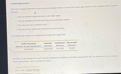 Solved 2 Discouraged Workers Which Of The Following Chegg