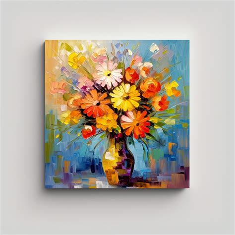 Cuadro Decorativo Estilo Estilo óleo De Flores Primaverales En Tela De