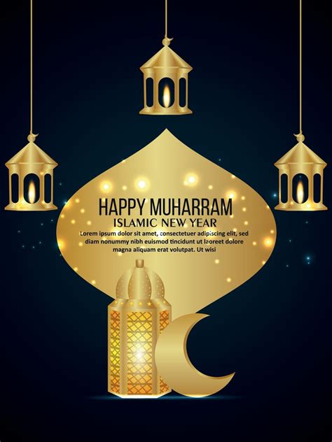 Happy Muharram Islamic New Year With Golden Lantern And Moon 2391977