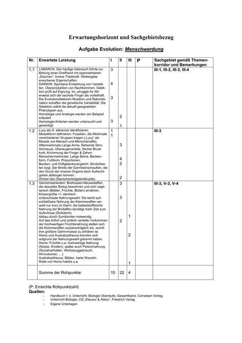 Erwartungshorizont Und Sa