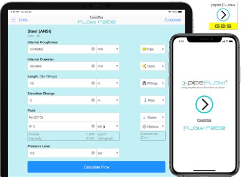 Pipe Flow Gas Flow Rate Calculator