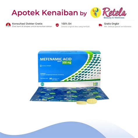 Jual ASAM MEFENAMAT 500MG BOX 100 KAPLET HEXPHARM MEFENAMIC ACID