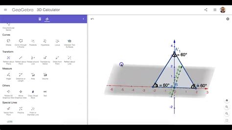 build equilateral tri in midair in geogebra 3d method 4 using rotate about point tool youtube
