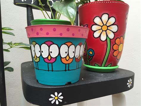 Pajaritos En Fila Flower Pot Art Flower Pot Design Flower Pot Crafts