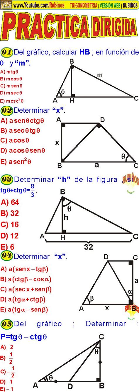 RESOLUCIÓN DE TRIÁNGULOS RECTÁNGULOS EJERCICIOS RESUELTOS PDF Math
