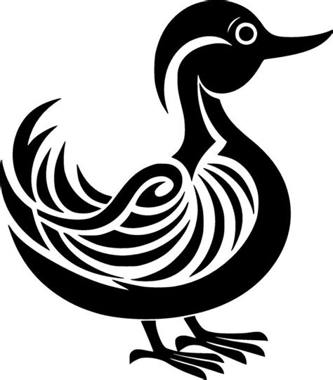 Premium Vector Duck Black And White Vector Illustration