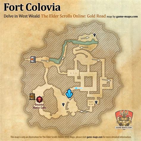 ESO Fort Colovia Delve Map With Skyshard And Boss Location In West