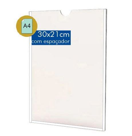 Display Porta Folha A4 em acrílico Filete Espaçador Iplacas