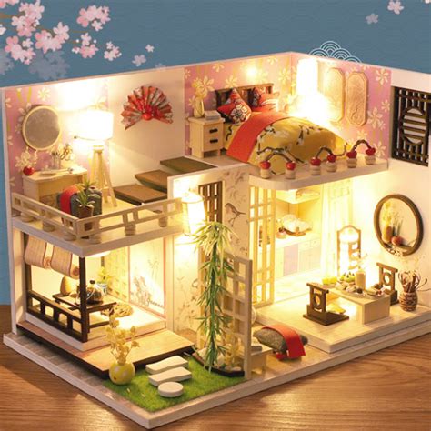 Miniaturowy domek DIY do sklejania składania LED Minka Pod Fuji