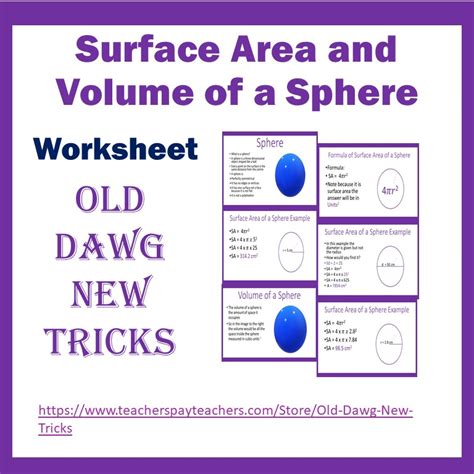 Surface Area And Volume Of A Sphere Worksheet Made By Teachers
