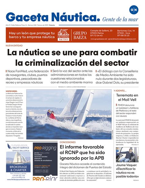 Gaceta Náutica la portada de gn de febrero de 2023