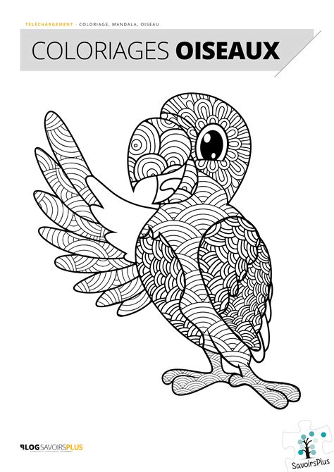 Téléchargement Coloriages mandalas oiseaux Le blog SavoirsPlus