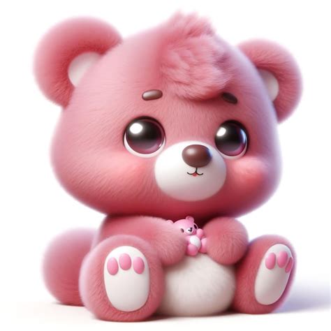 Cute Furry Teddy Bear 3d Character On White Background Premium Ai Generated Image