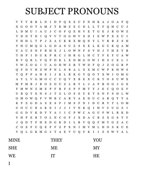 Subject Pronouns Word Search Wordmint