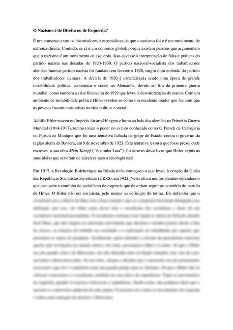 SOLUTION O Nazismo De Direita Ou De Esquerda Studypool