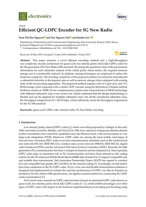 pdf efficient qc ldpc encoder for 5g new radio