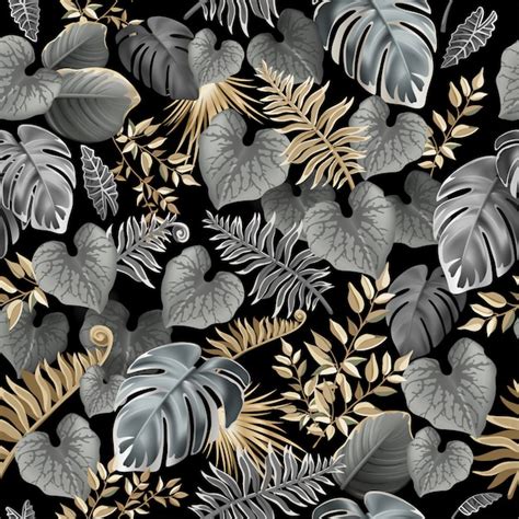 Modèle Sans Couture Avec Des Feuilles Tropicales Foncées Vecteur