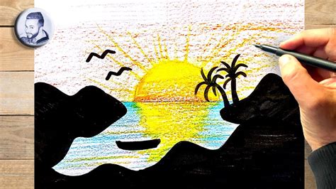 Comment Dessiner Un Coucher De Soleil Sur La Mer Au Crayon De Couleur
