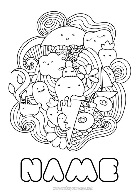 Coloring Page No 102 Cute Kawaii Food