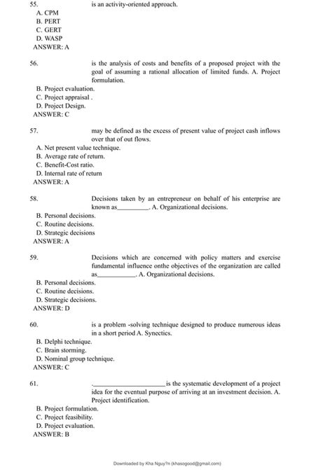 Entrepreneurship Multiple Choice Questions Pdf