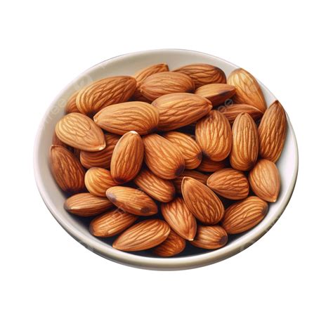 Hyperrealistic Almonds Nuts On Bowl White Background Almonds Nuts
