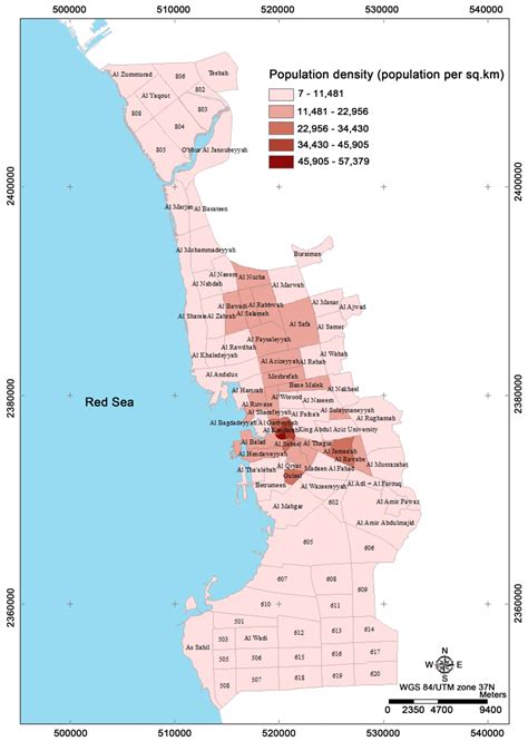 Choropleth Map Of Jeddah City Equal Intervals Classification