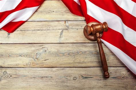 Premium Photo Wooden Gavel And Usa Flag