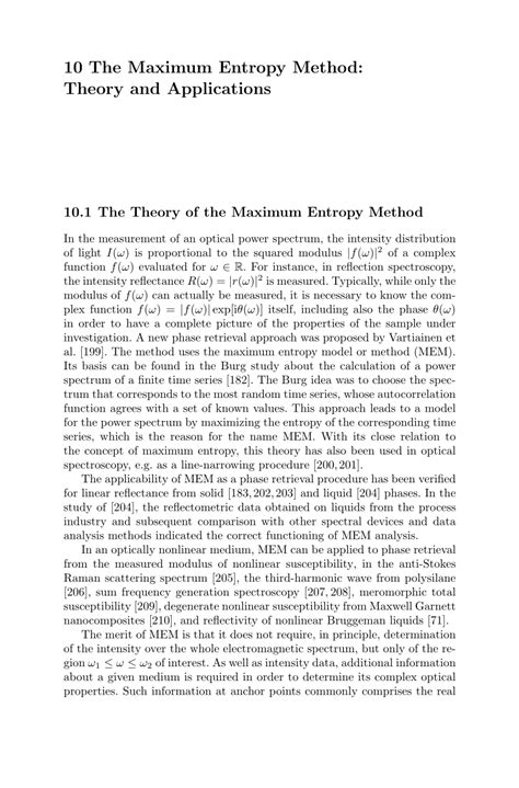 pdf the maximum entropy method theory and applications