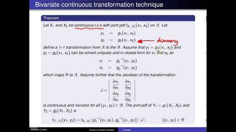transformation technique for bivariate continuous random variables youtube