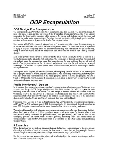 oop design 1 encapsulation pdf integer computer science object computer science