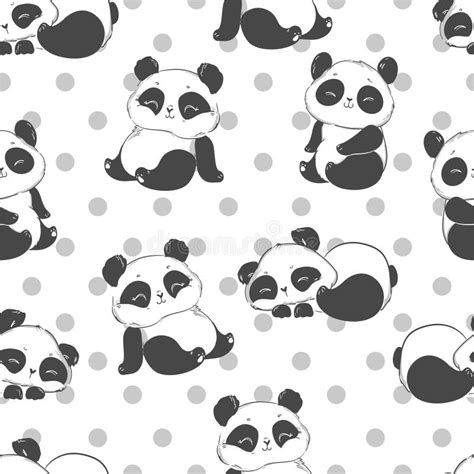 Vector De Ilustración De Panda Lindo Patrón De Diseño Textil Sin