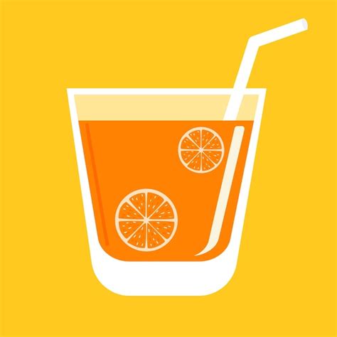 Jugo de naranja en un vaso con piezas de naranja diseño vectorial para