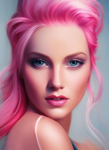 Premium Photo A Beautiful Woman With Pink Hair