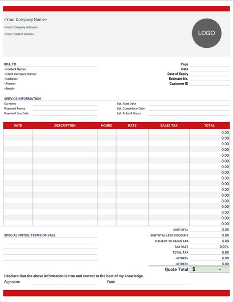 Sample Proforma Invoice Excel Template