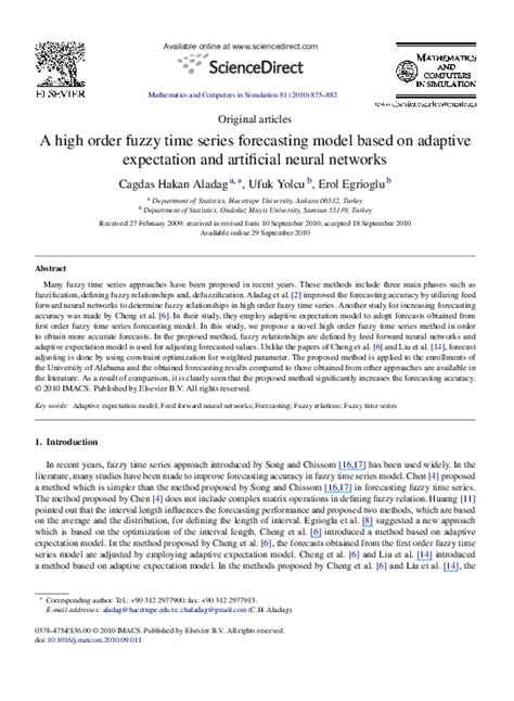 pdf a high order fuzzy time series forecasting model based on adaptive expectation and