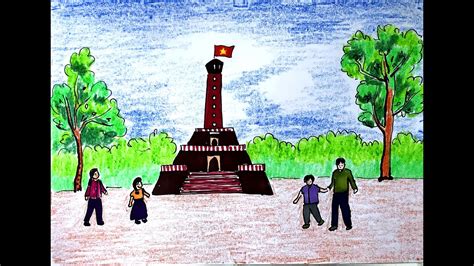 HÌNH ẢNH DI TÍCH TRONG SÁNG TẠO MỸ THUẬT Vẽ Di Tích Cột Cờ Hà Nội