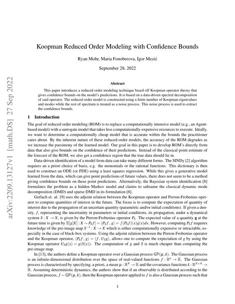 pdf koopman reduced order modeling with confidence bounds