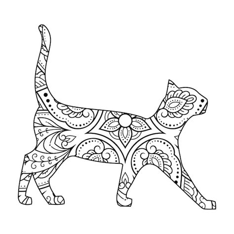 Gato mandala página para colorear para niños Vector Premium