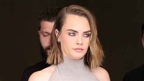 Braless Cara Delevingne Looks Stylish In Backless Taupe Top And Grey