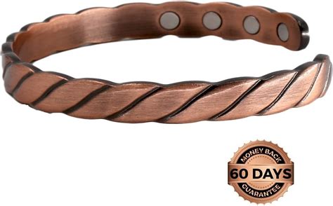 Reevaria Pulsera magnética trenzada de cobre puro para hombres y
