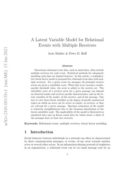 a latent variable model for relational events with multiple receivers deepai